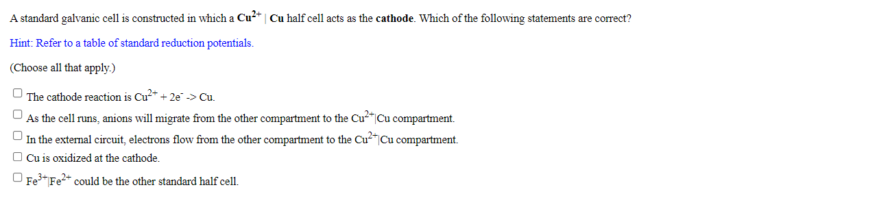 Solved A standard galvanic cell is constructed in which a | Chegg.com