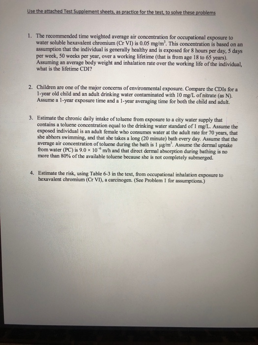 Solved 1. The recommended time weighted average air | Chegg.com
