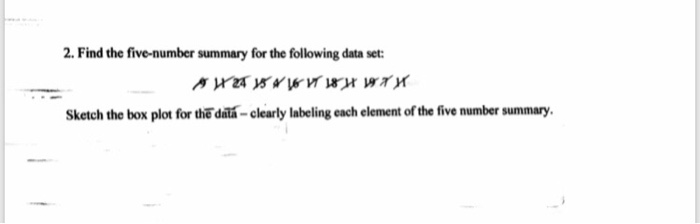 Solved 2. Find the five-number summary for the following | Chegg.com