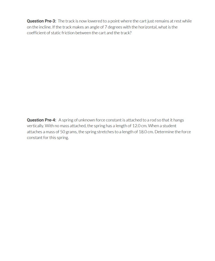 Solved Lab 5: Variable Forces and Friction PHYS 2305 Pre-lab | Chegg.com
