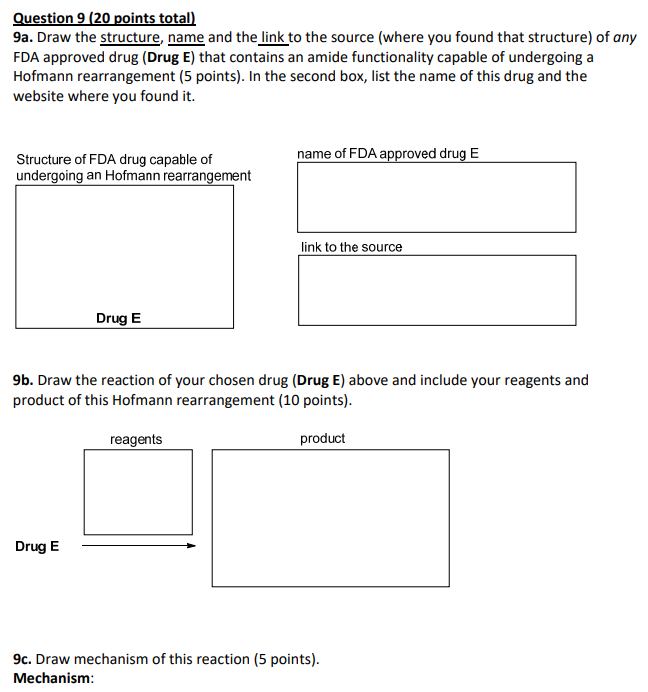 Solved Question 9 (20 points total) 9a. Draw the structure, | Chegg.com