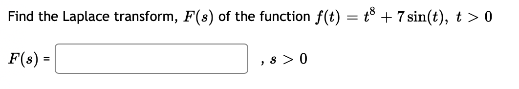 Solved Find the Laplace transform, F(s) of the function | Chegg.com