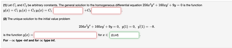 Solved (1) Let C and C, be arbitrary constants. The general | Chegg.com