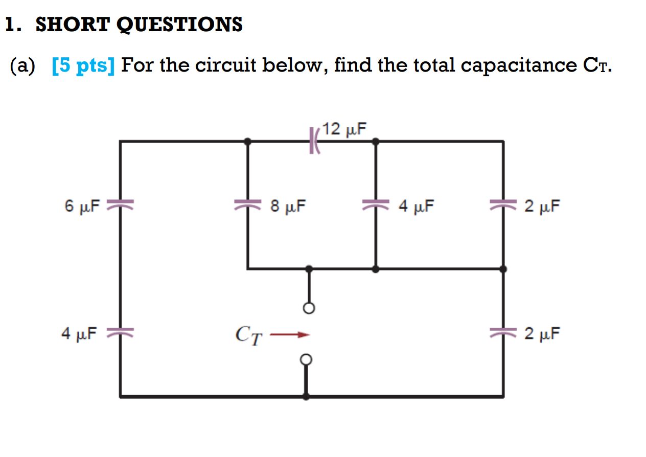 Solved (a) [5 pts] For the circuit below, find the total | Chegg.com