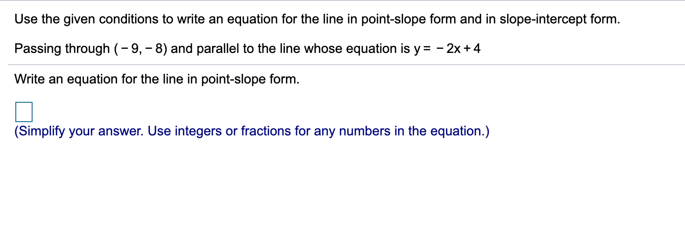 Solved Use the given conditions to write an equation for the | Chegg.com