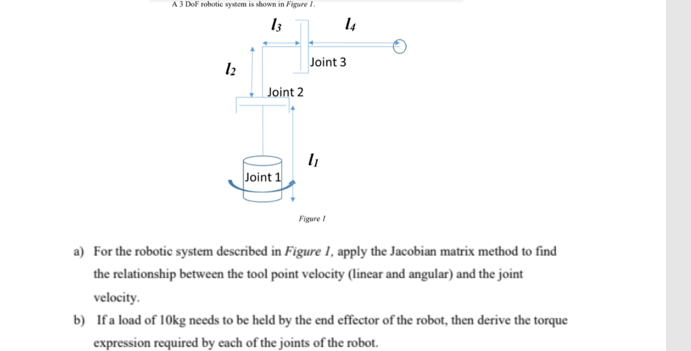 Solved A 3 DoF robotic system is shown in Figure I. 13 14 12 | Chegg.com