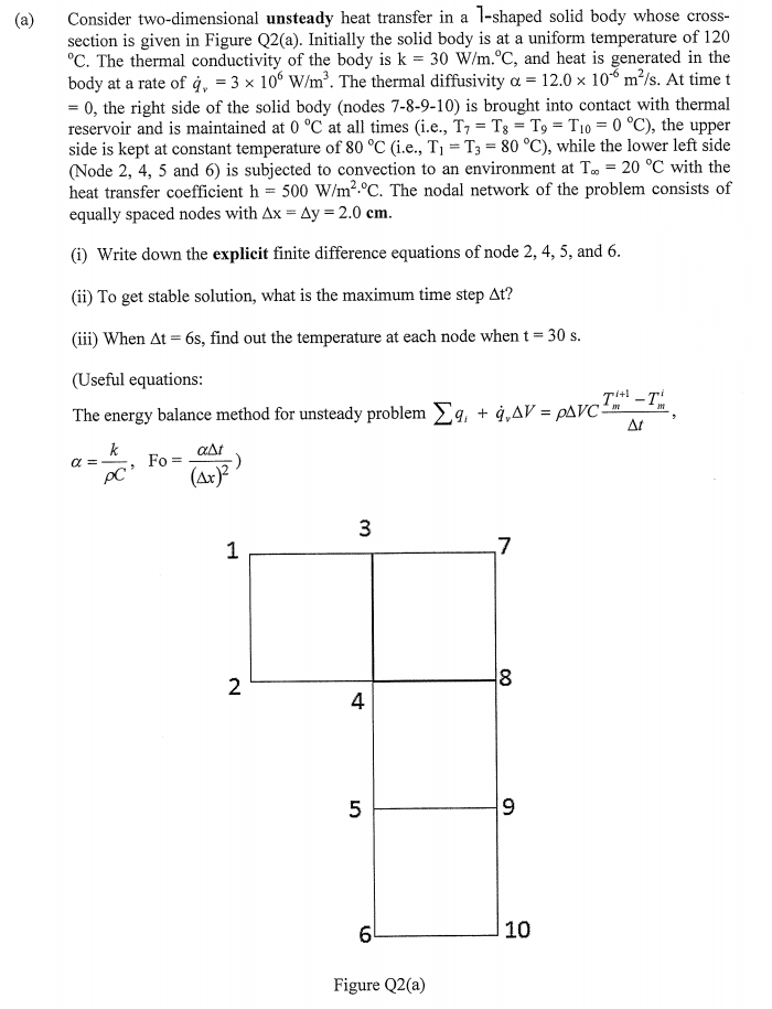 Solved Consider two-dimensional unsteady heat transfer in a | Chegg.com