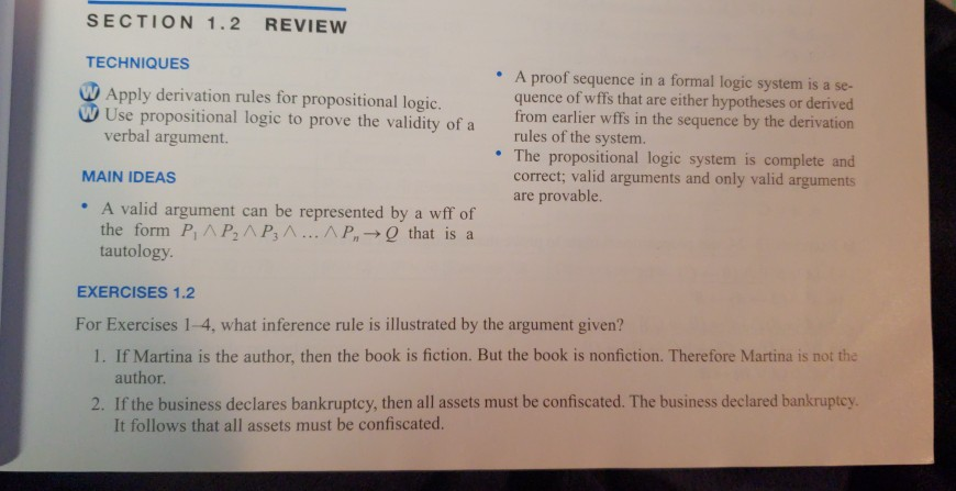 Solved SECTION 1.2 REVIEW TECHNIQUES W Apply derivation | Chegg.com