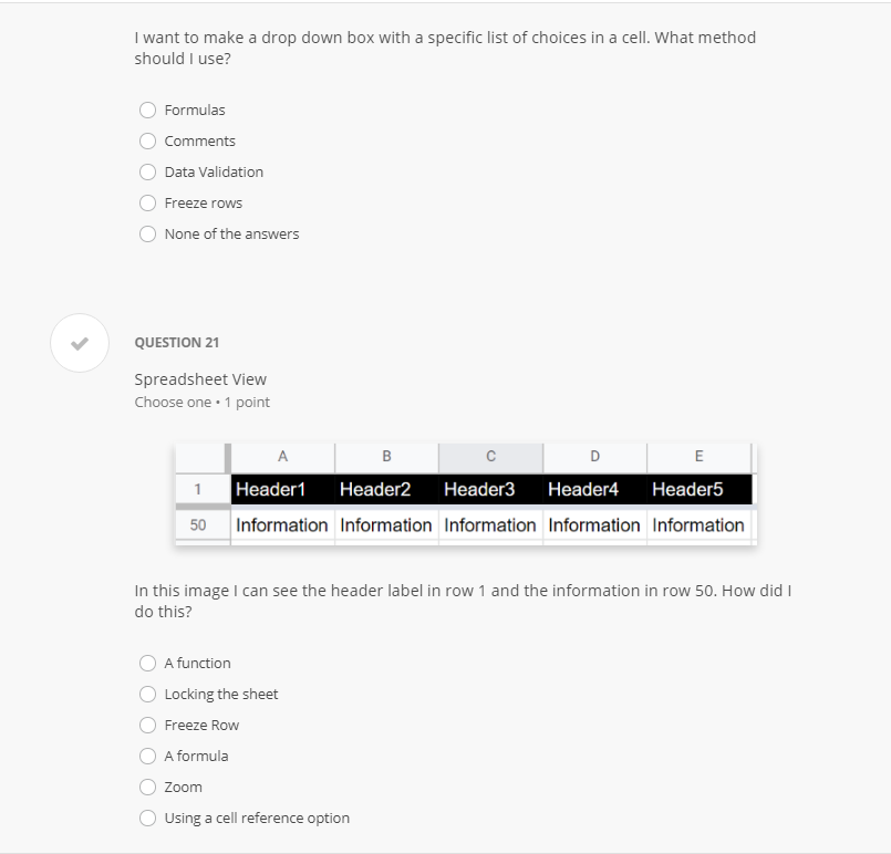 Solved QUESTION 2 Spreadsheet Communication Choose one. 1 | Chegg.com