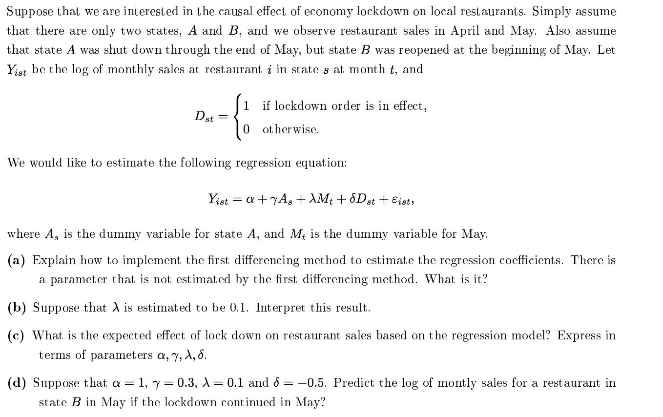 Suppose that we are interested in the causal effect | Chegg.com
