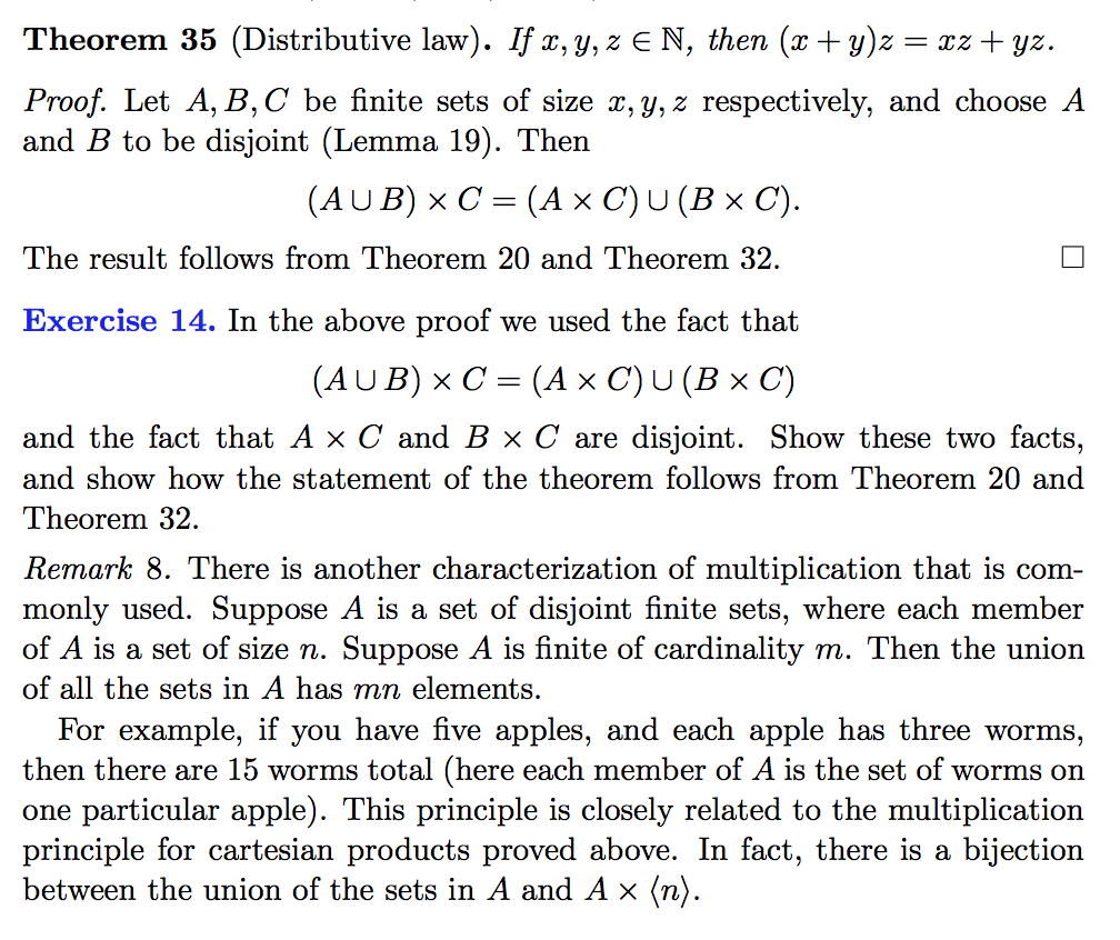 Solved Theorem 35 (Distributive law). If x,y,z E N, then (x | Chegg.com