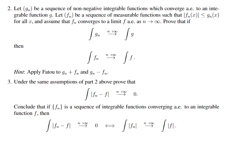 Solved 2. Let (gn) be a sequence of non-negative integrable | Chegg.com