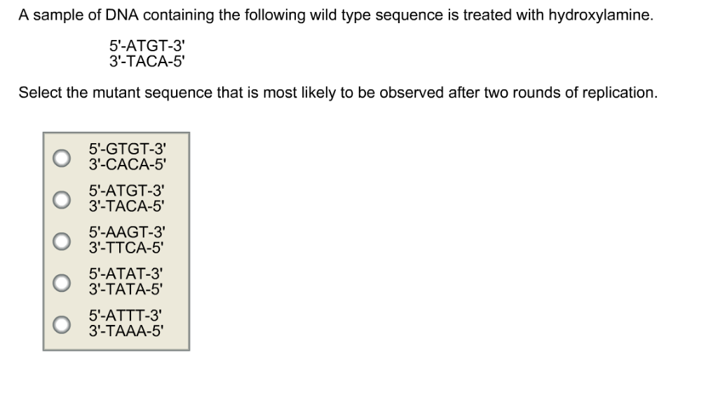 Solved A sample of DNA containing the following wild type | Chegg.com