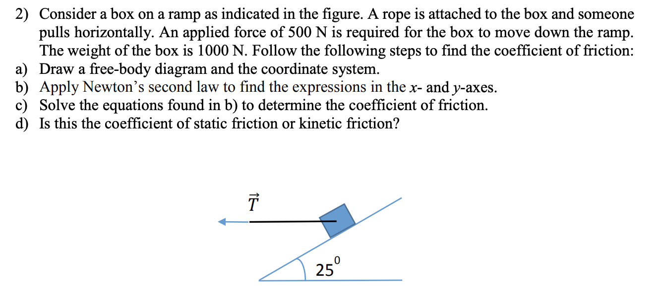 Solved 2) Consider a box on a ramp as indicated in the | Chegg.com