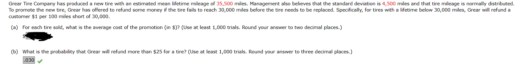 Solved customer $1 per 100 miles short of 30,000 . (a) For | Chegg.com