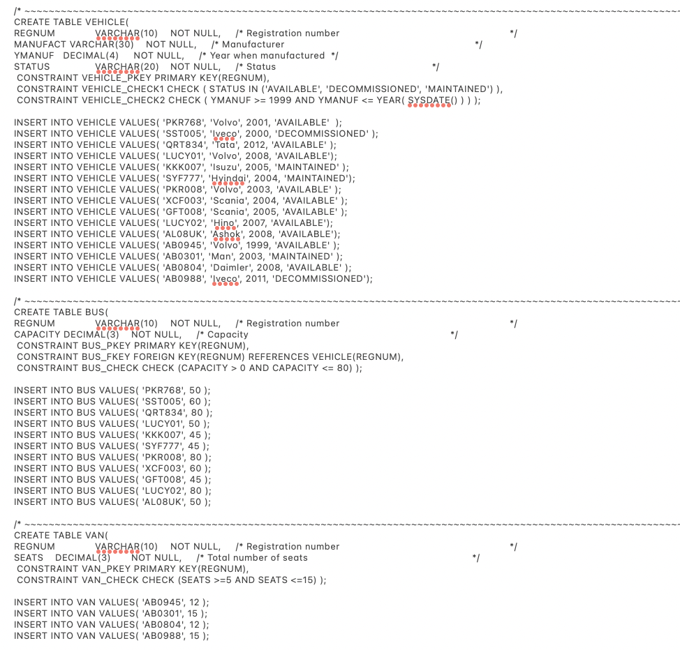 Solved *1 CREATE TABLE EMPLOYEE ENUM DECIMAL (12) NOT NULL, | Chegg.com
