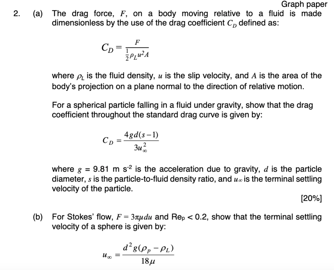 Solved (a) The drag force, F, on a body moving relative to a | Chegg.com