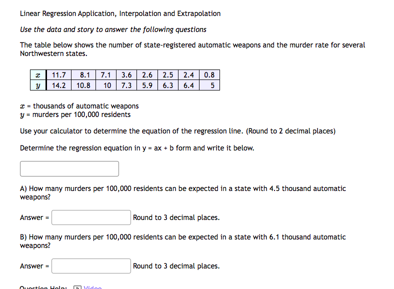 Solved Linear Regression Application, Interpolation and | Chegg.com