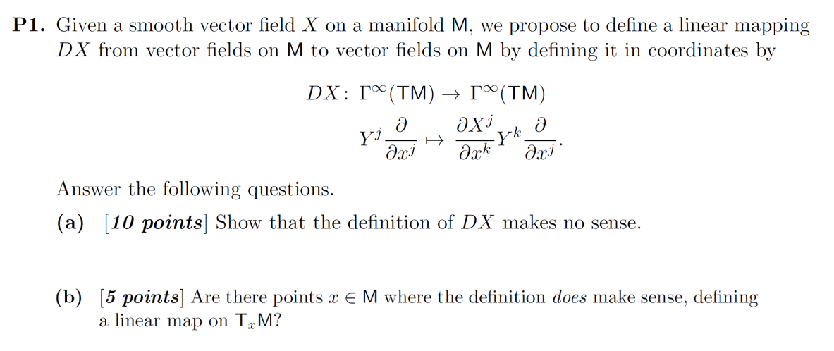 Solved P1. Given a smooth vector field X on a manifold M, we | Chegg.com