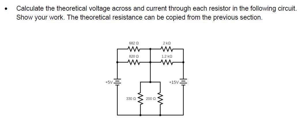 Solved Calculate the theoretical voltage across and current | Chegg.com