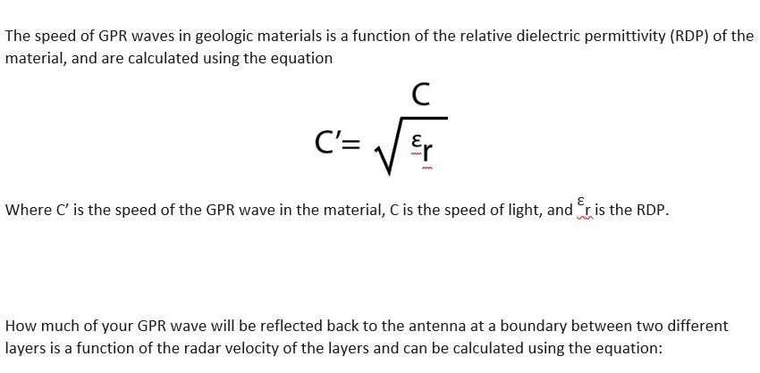 The speed of GPR waves in geologic materials is a | Chegg.com