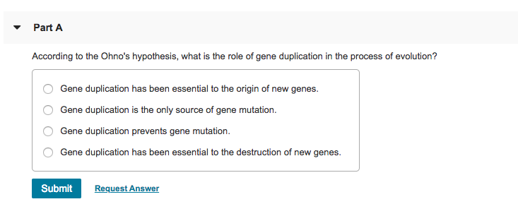 Solved PartA According to the Ohno's hypothesis, what is the | Chegg.com