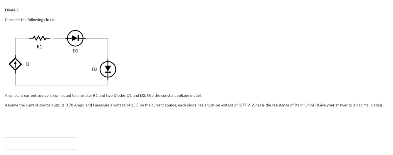 Solved Diode-1 Consider the following circuit A constant | Chegg.com