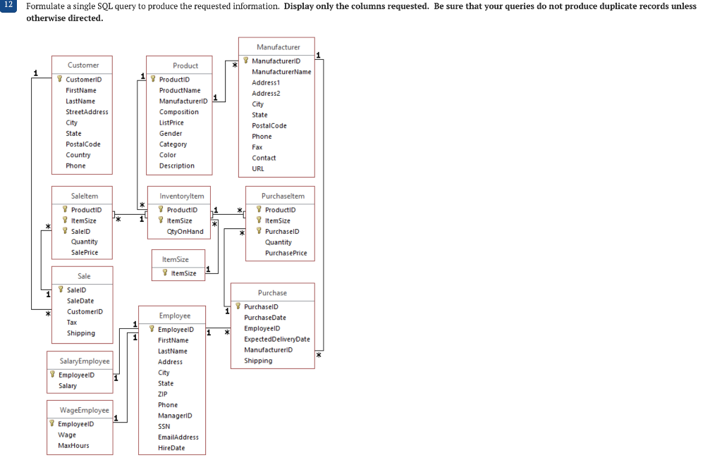 Solved 12 Formulate a single SQL query to produce the | Chegg.com