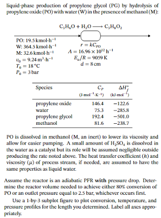 Solved liquid-phase production of propylene glycol (PG) by | Chegg.com