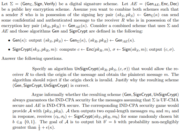 Solved Let S = (Geng, Sign, Verify) be a digital signature | Chegg.com