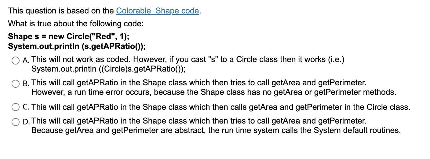 Solved This question is based on the Colorable Shape code. | Chegg.com