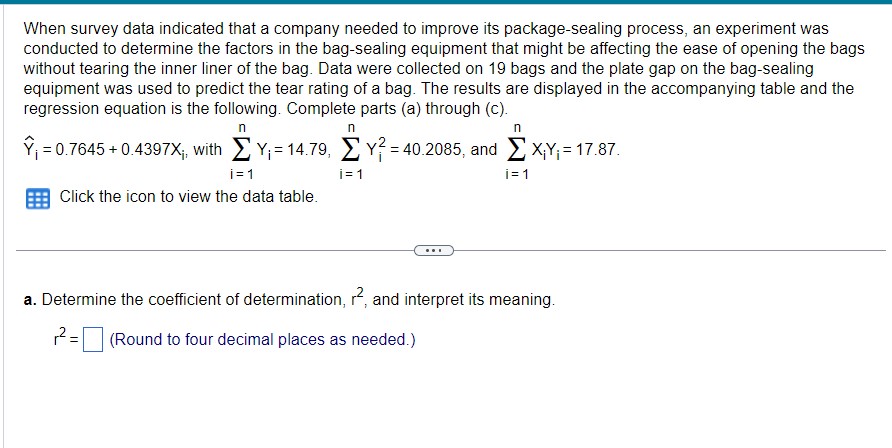 Solved Fitting a straight line to a set of data yields the | Chegg.com