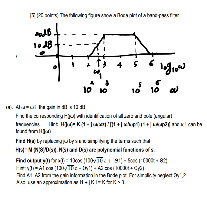 [5].(20 points) The following figure show a Bode plot | Chegg.com