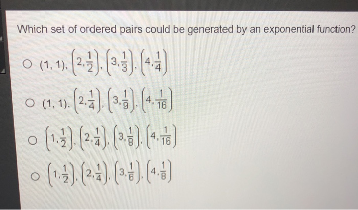 Solved Which set of ordered pairs could be generated by an | Chegg.com
