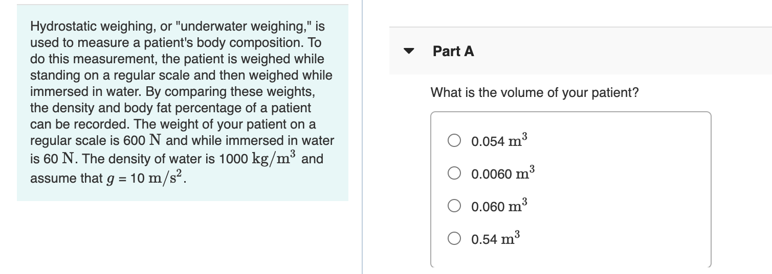 Solved Part A What is the volume of your patient? | Chegg.com