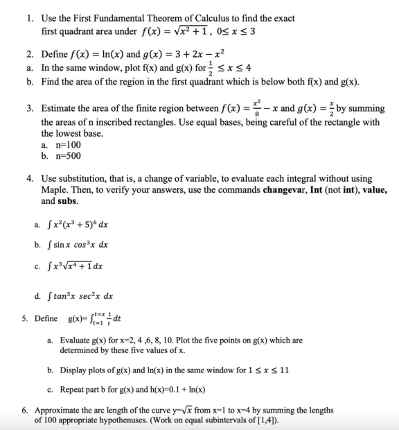Solved 1. Use the First Fundamental Theorem of Calculus to | Chegg.com