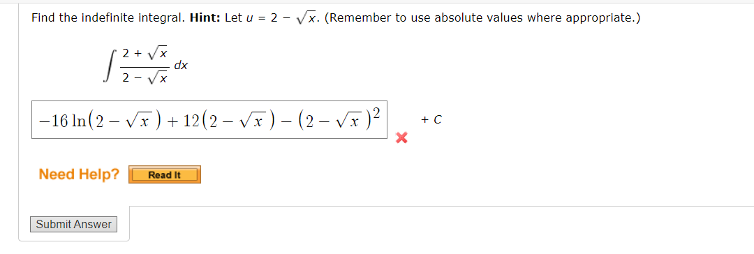 Solved Find the indefinite integral. Hint: Let u=2−x. | Chegg.com