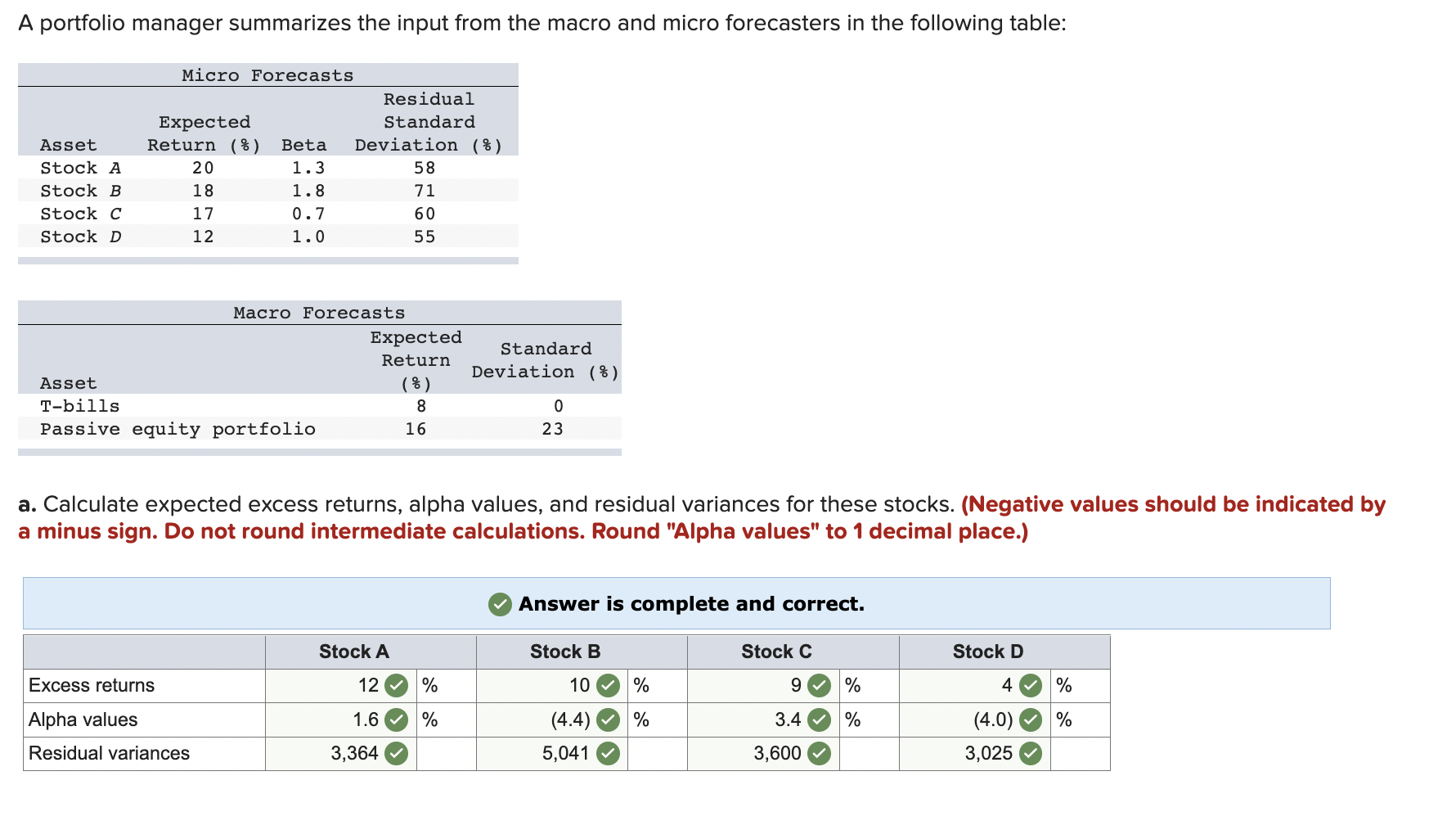 a. Calculate expected excess returns, alpha values, | Chegg.com