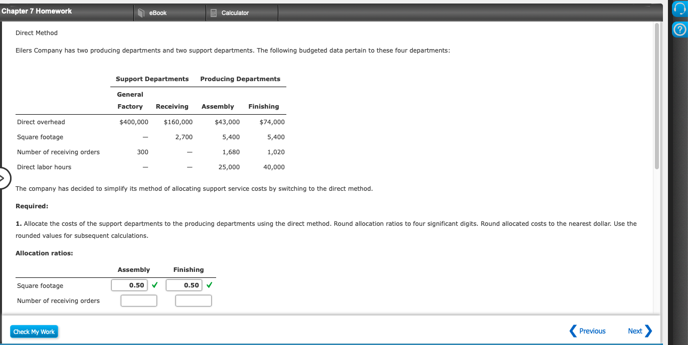 Solved Chapter 7 Homework eBook Calculator 1. Allocate the | Chegg.com Solved Chapter 7 Homework eBook Calculator 1. Allocate the | Chegg.com