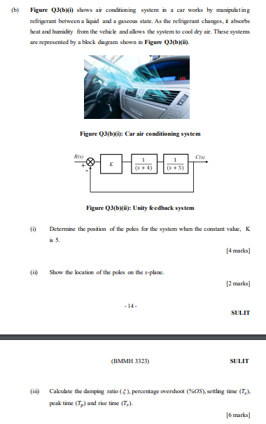 Solved (b) Figure Q3(b)(i) shows ar conditioning system in a | Chegg.com