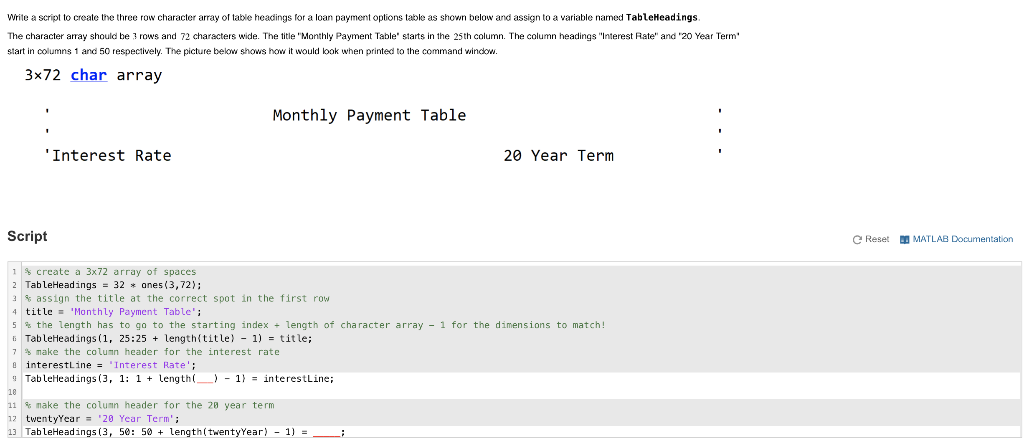 Solved Write a script to create the three row character | Chegg.com