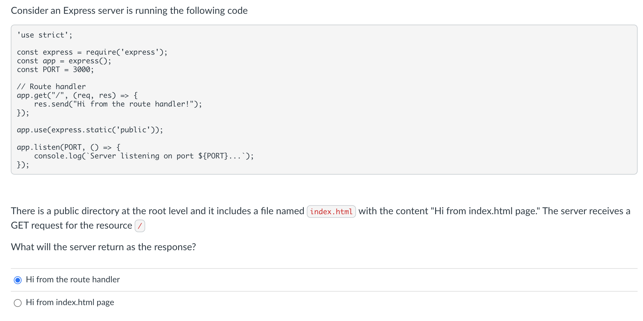 Solved Consider an Express server is running the following | Chegg.com