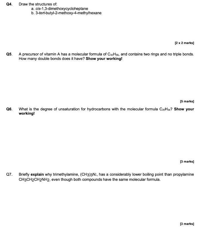 Solved Q4. Draw the structures of: a. | Chegg.com