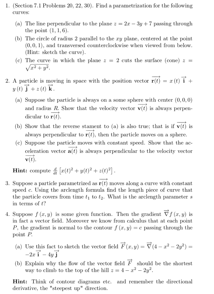 Solved 1) Find a parametrization for the following curves: | Chegg.com