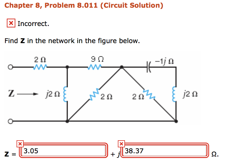 Solved Chapter 8, Problem 8.011 (Circuit Solution) Incorrect | Chegg.com