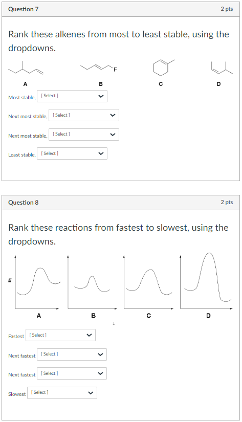 Solved Rank these alkenes from most to least stable, using | Chegg.com