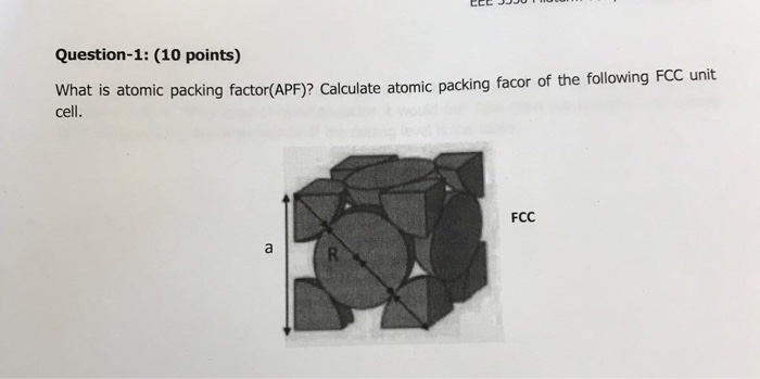 Solved Question-1: (10 points) What is atomic packing | Chegg.com