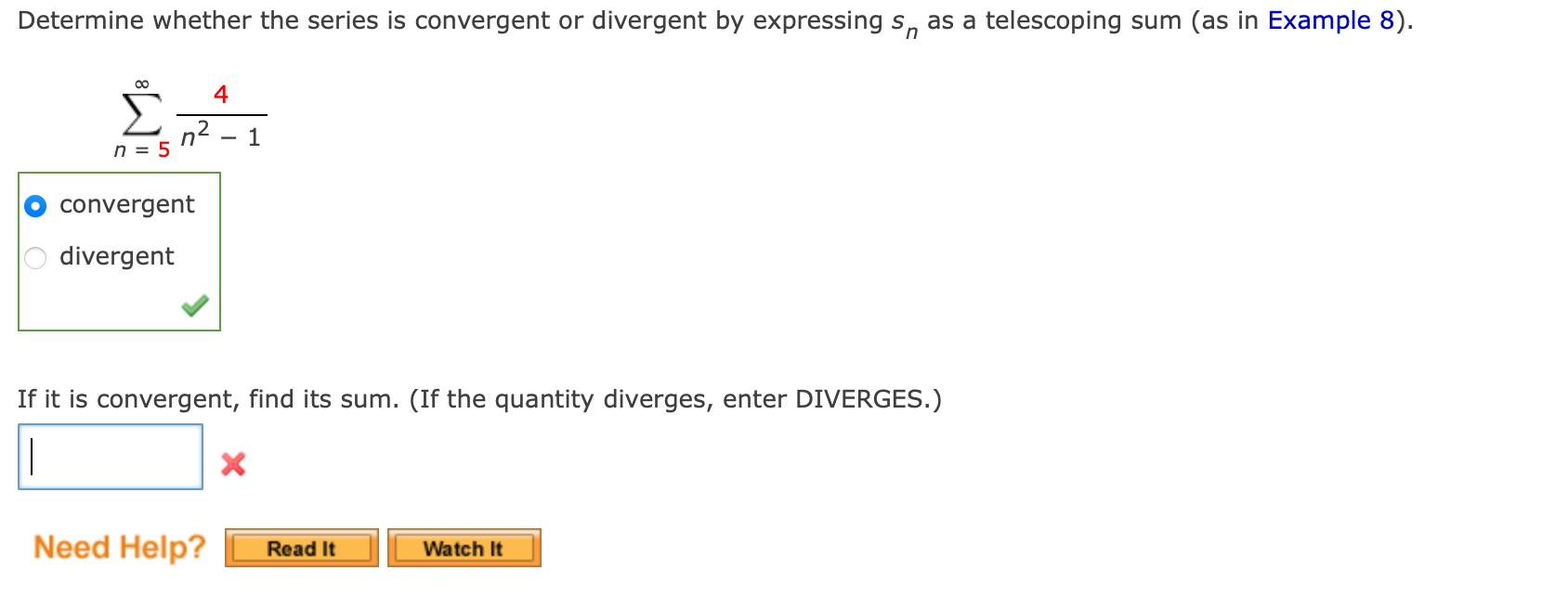 Solved ∑n=5∞n2−14 convergent divergent If it is convergent, | Chegg.com