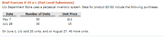 Solved Brief Exercise 6-10 a-c (Part Level Submission) Lily | Chegg.com