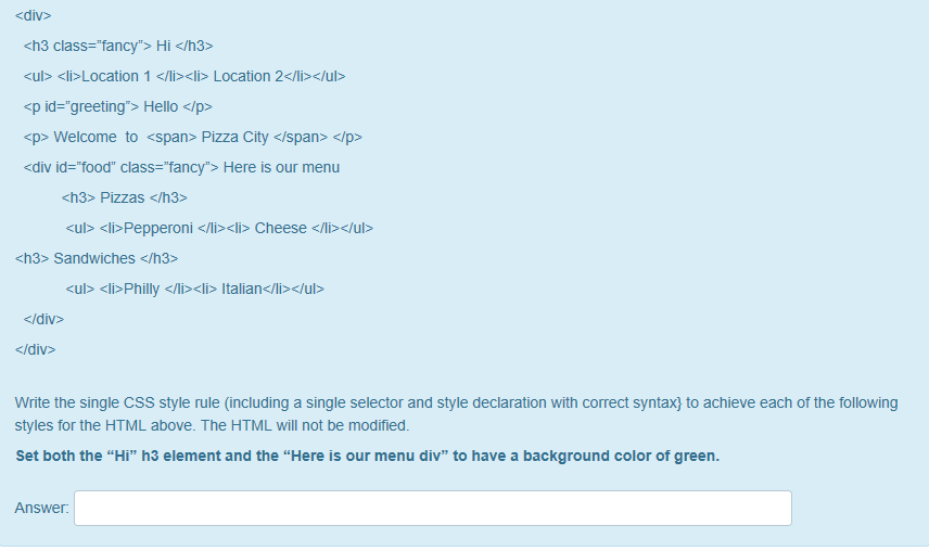 Solved h3 class fancy"> Hi/h3> Location 1 | Chegg.com